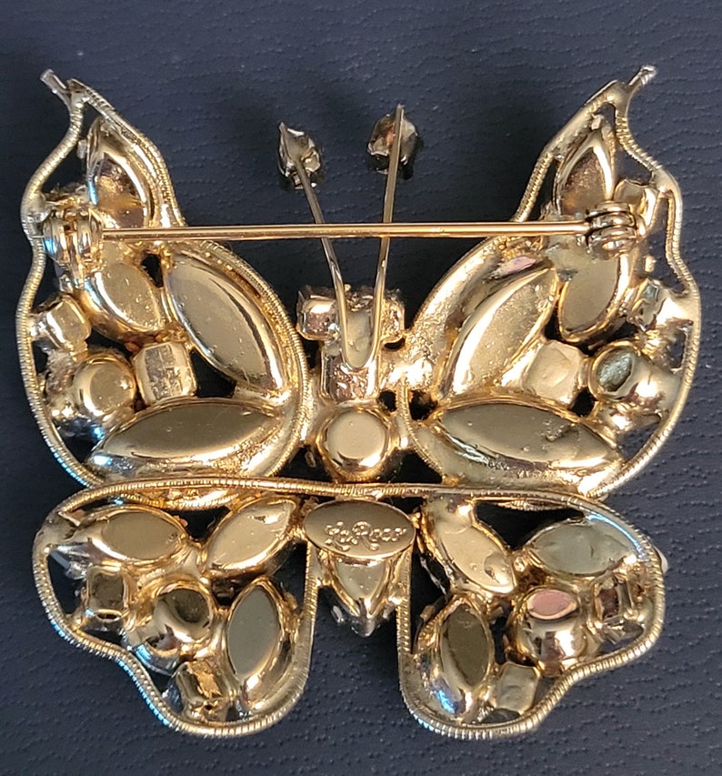 Vintage La Roca Designed Butterfly Brooch Milk Glass Smoky Grey ...