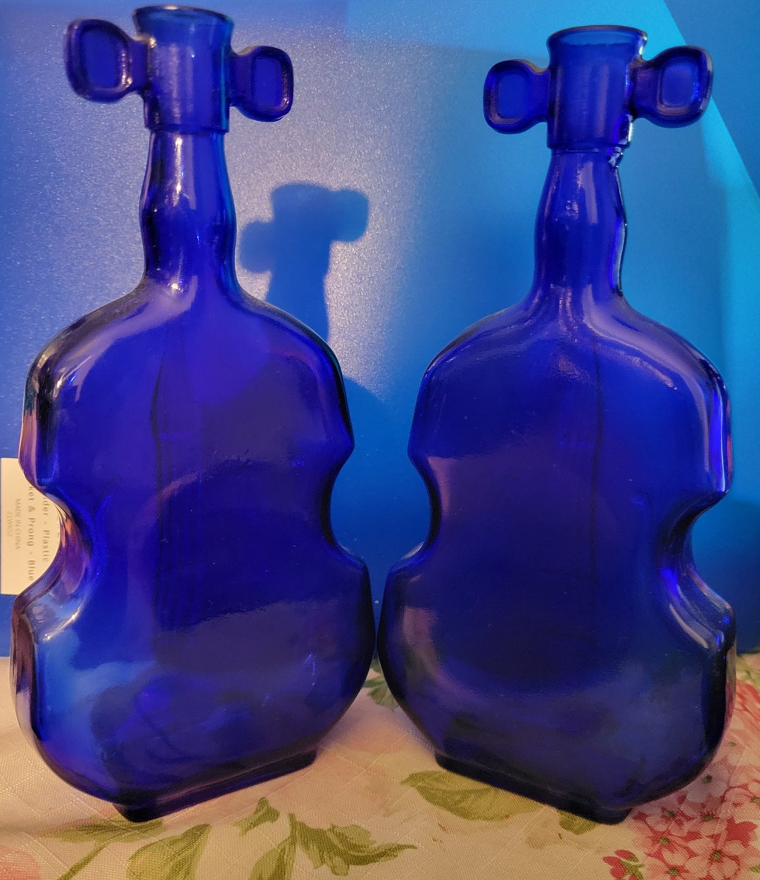 Vintage Pair Wheaton Cobalt Blue Violin Cello Bottles 4 and 5 Glass ...