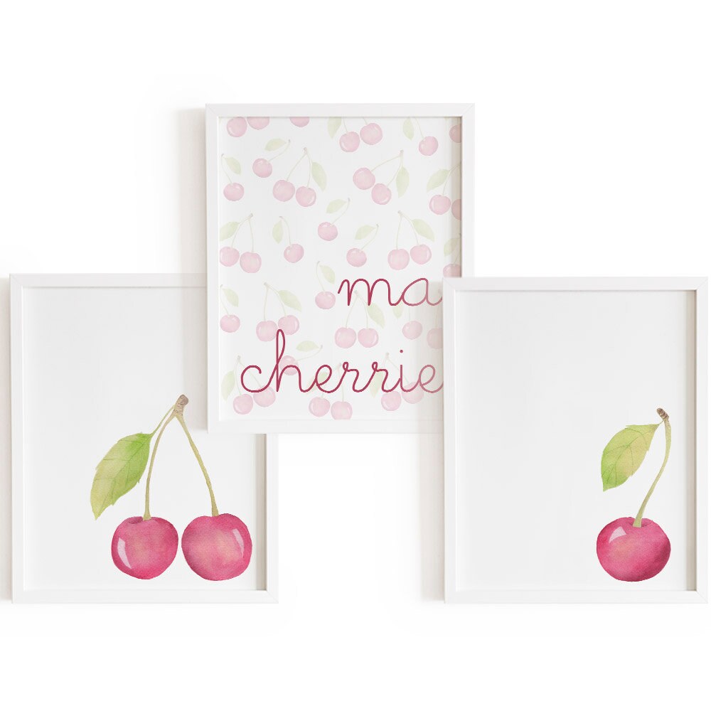 Cherry Prints Set of Cherry Prints Cherry Wall Art Ma | Etsy