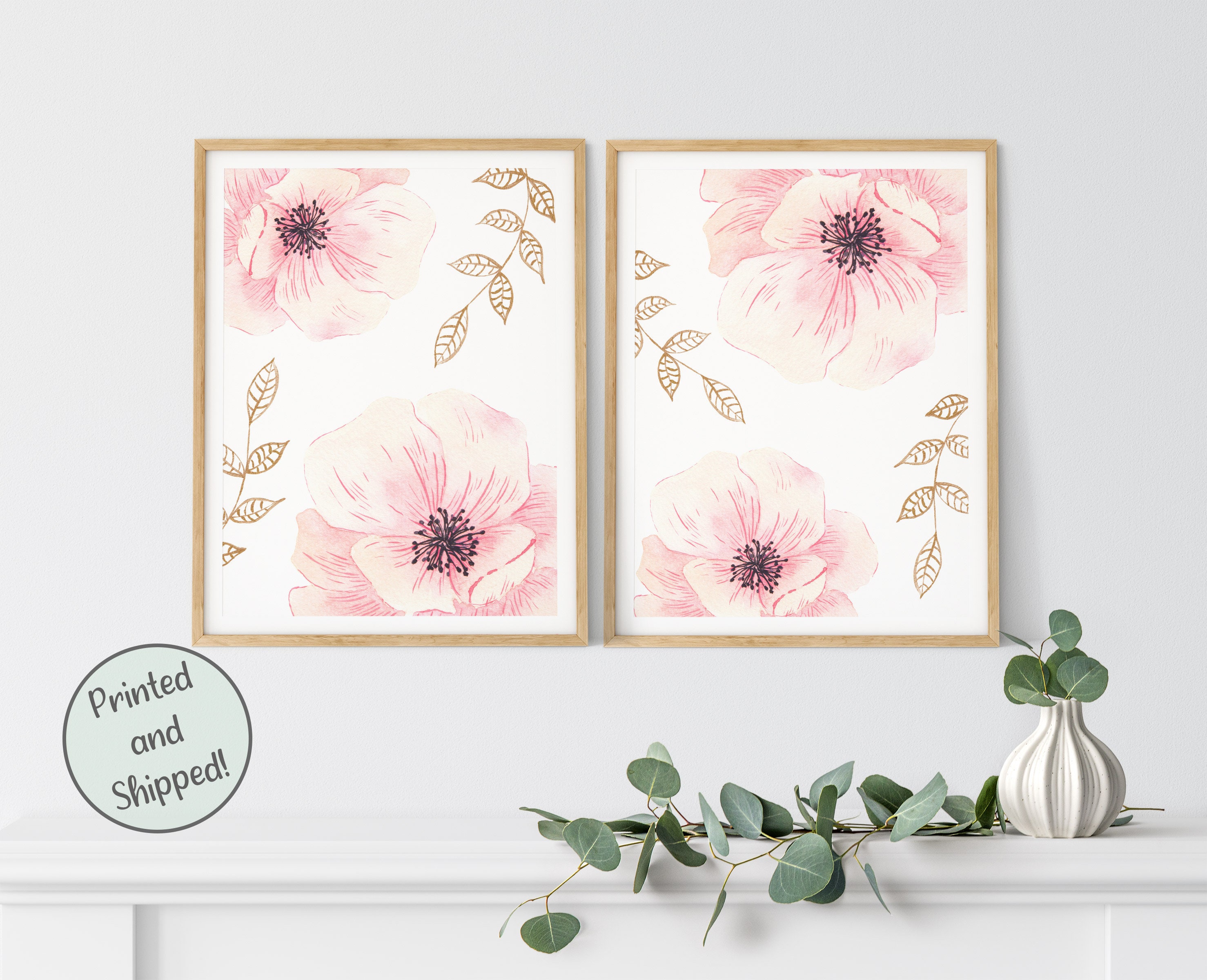 Pink Floral Prints Set of 2 Prints Set of Pink Prints Pink | Etsy