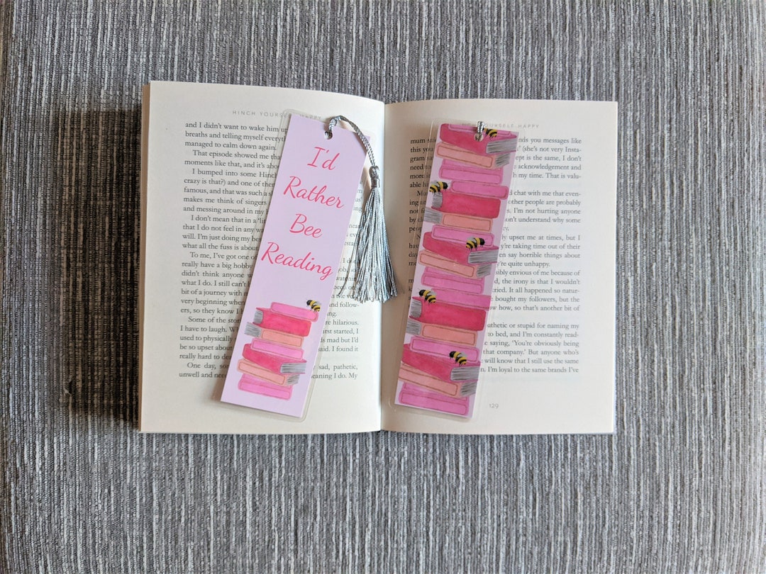 Pink Bookmark Pink Bookstack I'd Rather Be Reading Bee - Etsy