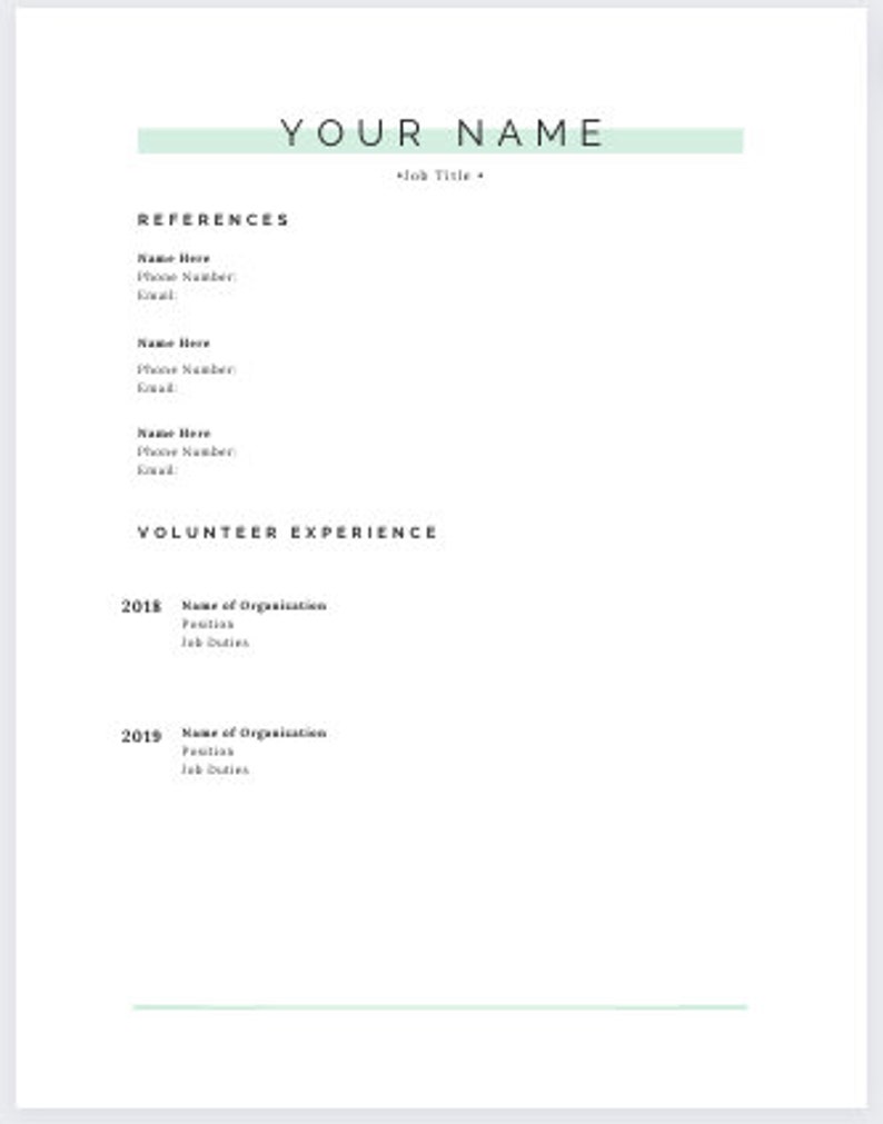 Simple Modern Resume Template - Etsy