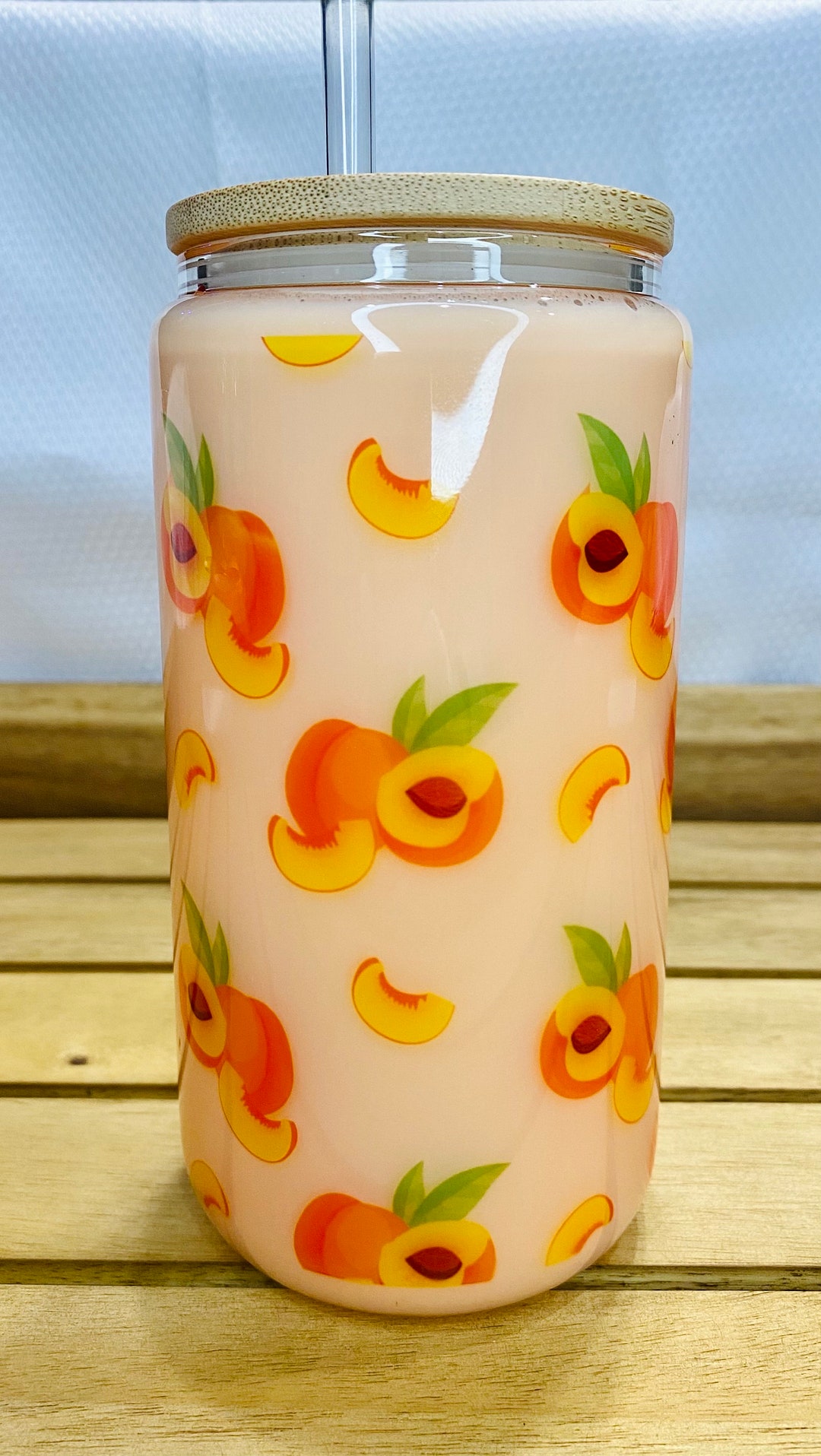 Peach Peaches Peach Drink Peach Fruit Pink Cup Orange Double Insulated ...