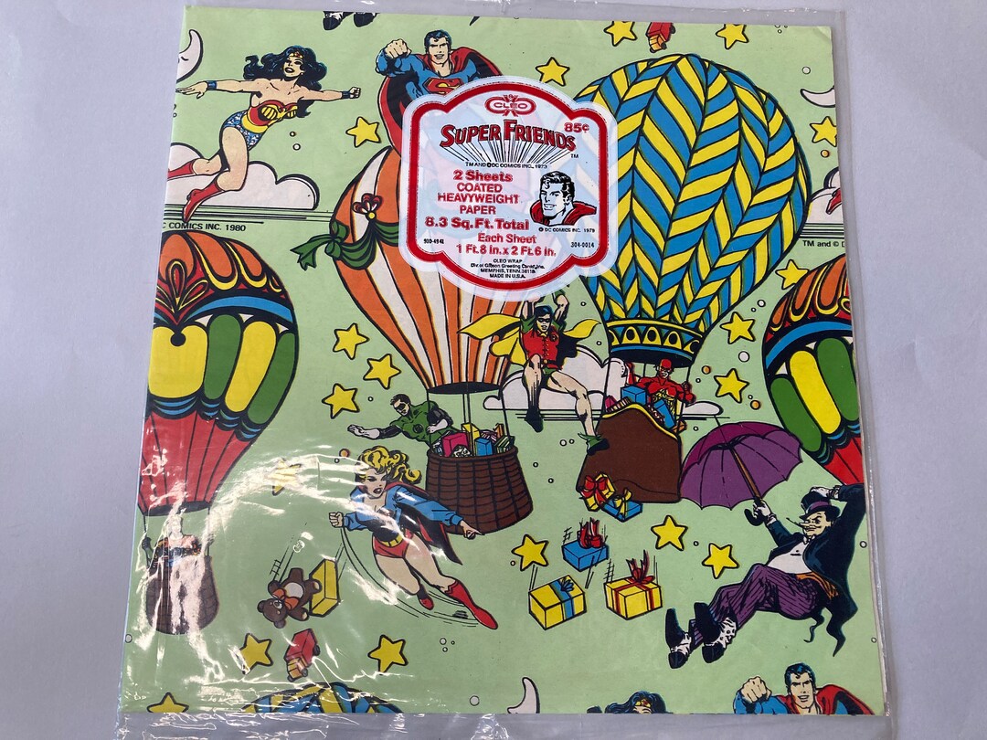 Super Friends Vintage Wrapping Paper * Comic Book Vintage Wrapping ...