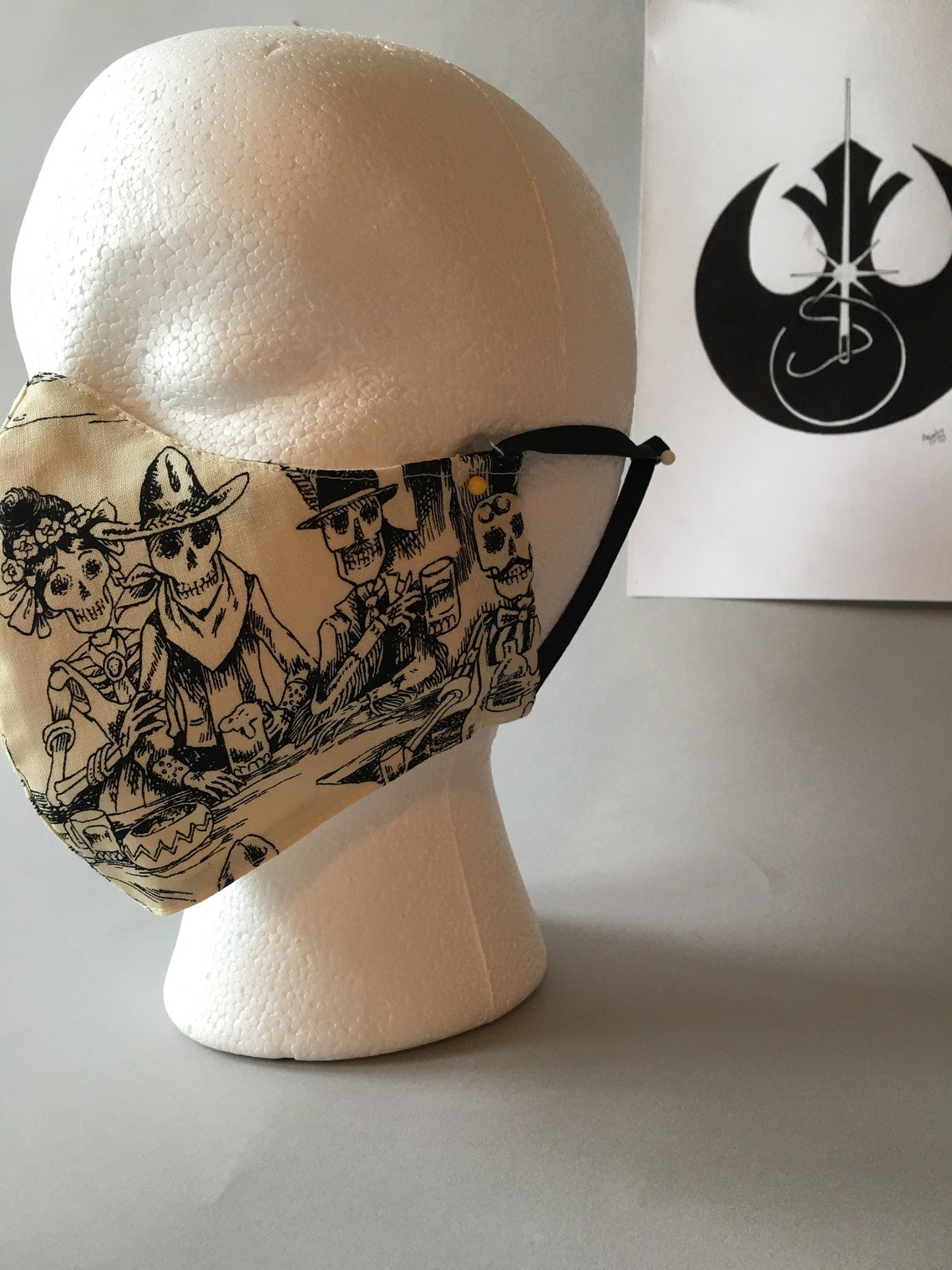 Skeleton Cowboy Western Face Mask with Filter Pocket Nose | Etsy