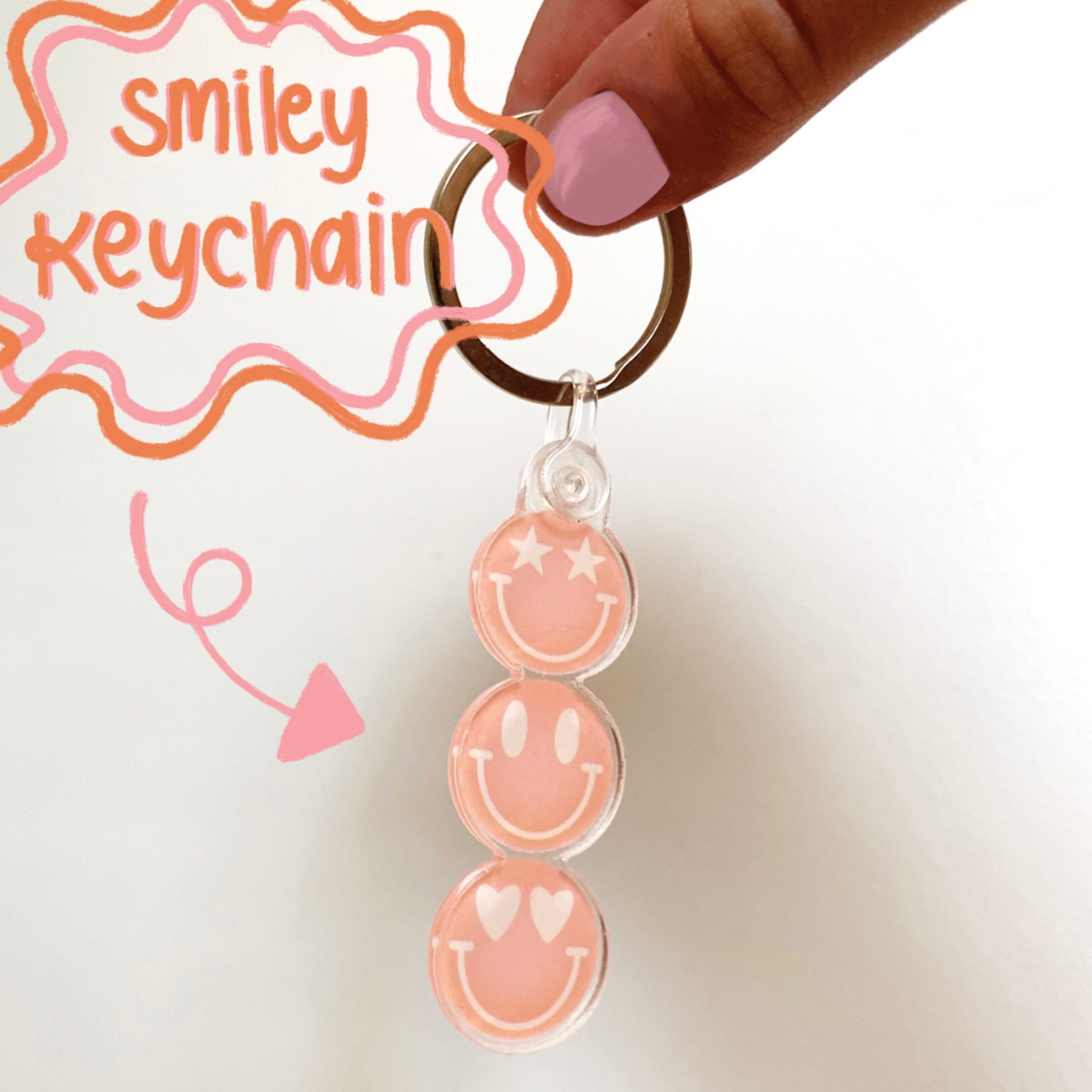 Smiley Keychain | Etsy