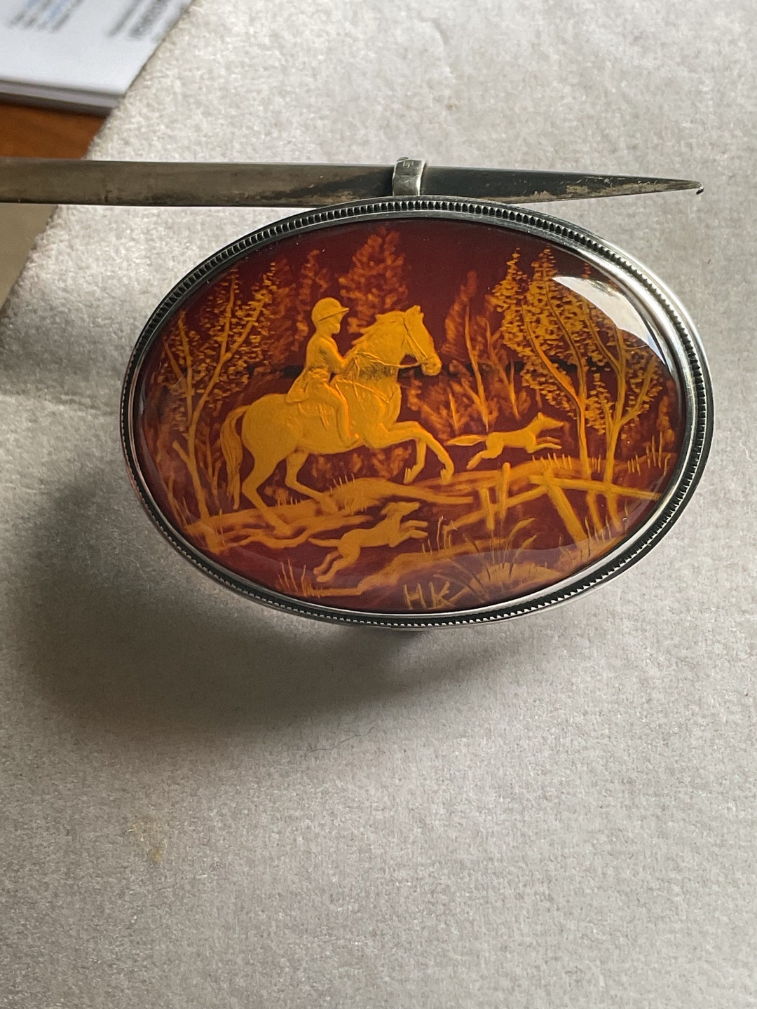 Vintage Amber & SS Pendant/brooch - Etsy