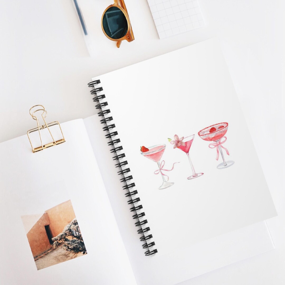 Pink Y2K Girly Spiral Notebook - Ruled Line, Cute Mocktail Journal ...