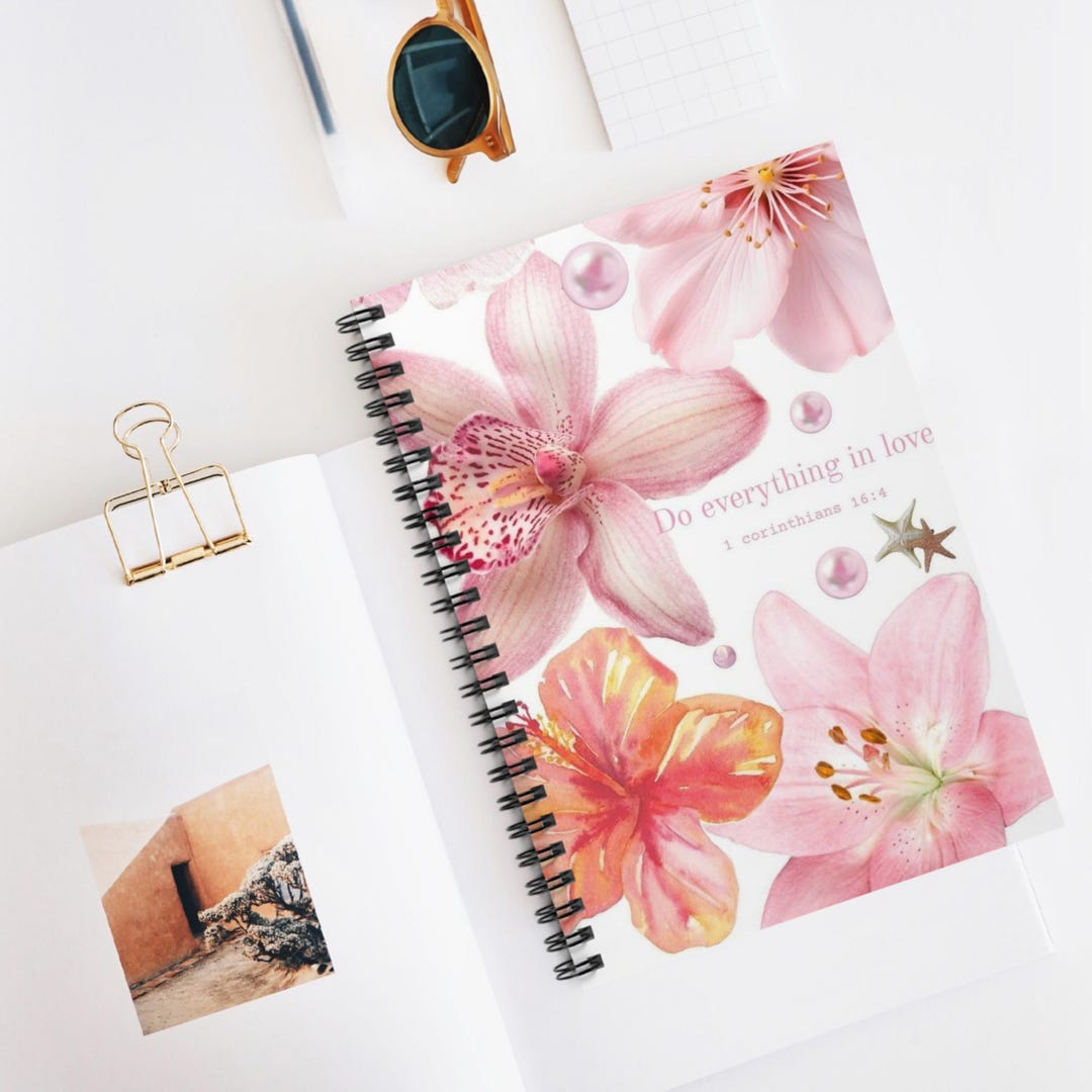 Pink Christian Bible Scripture Spiral Notebook - Ruled Line, Faith ...