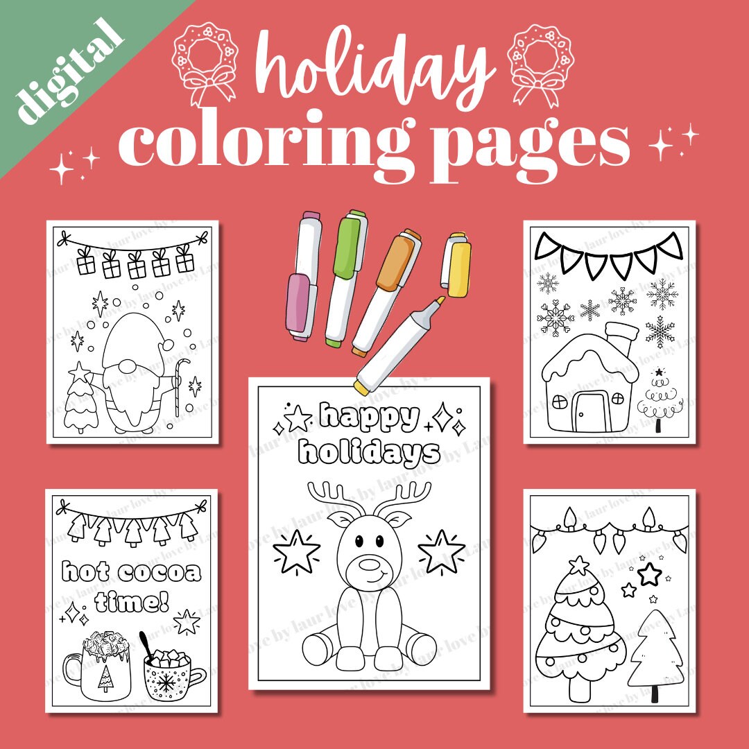 Digital Holiday Coloring Pages - Christmas, Coloring Pages for Adults ...