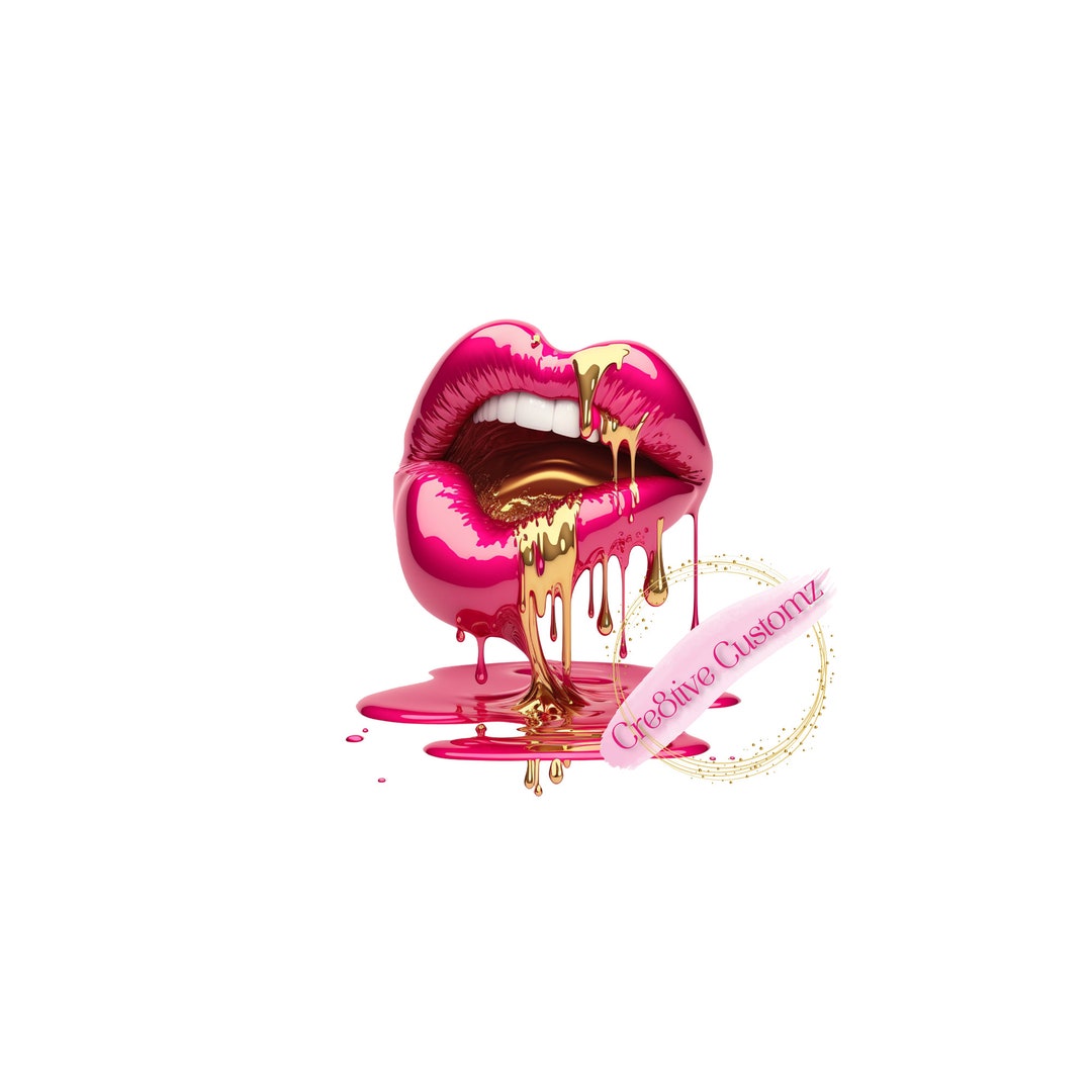 Pink and Gold Lip Drip PNG Digital File - Etsy