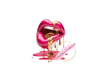 Pink Leopard Drip Lip Glitter Sparkle Download File One PNG - Etsy