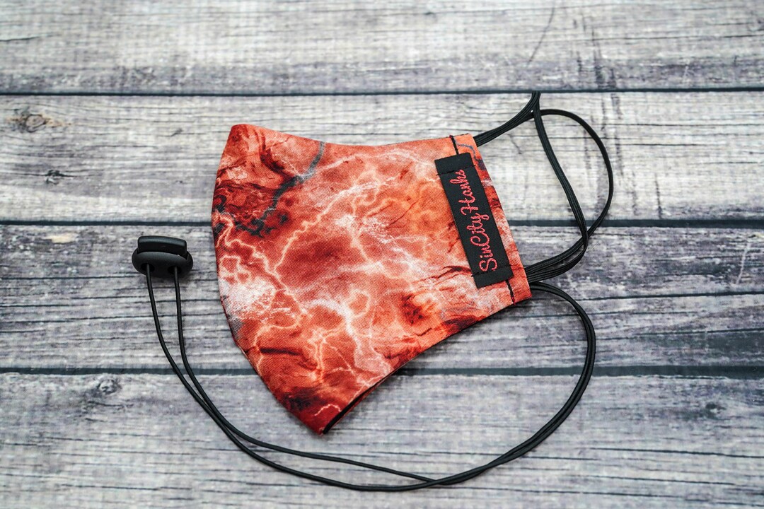Red Marble Face Mask With Adjustable Neck Cord - Etsy