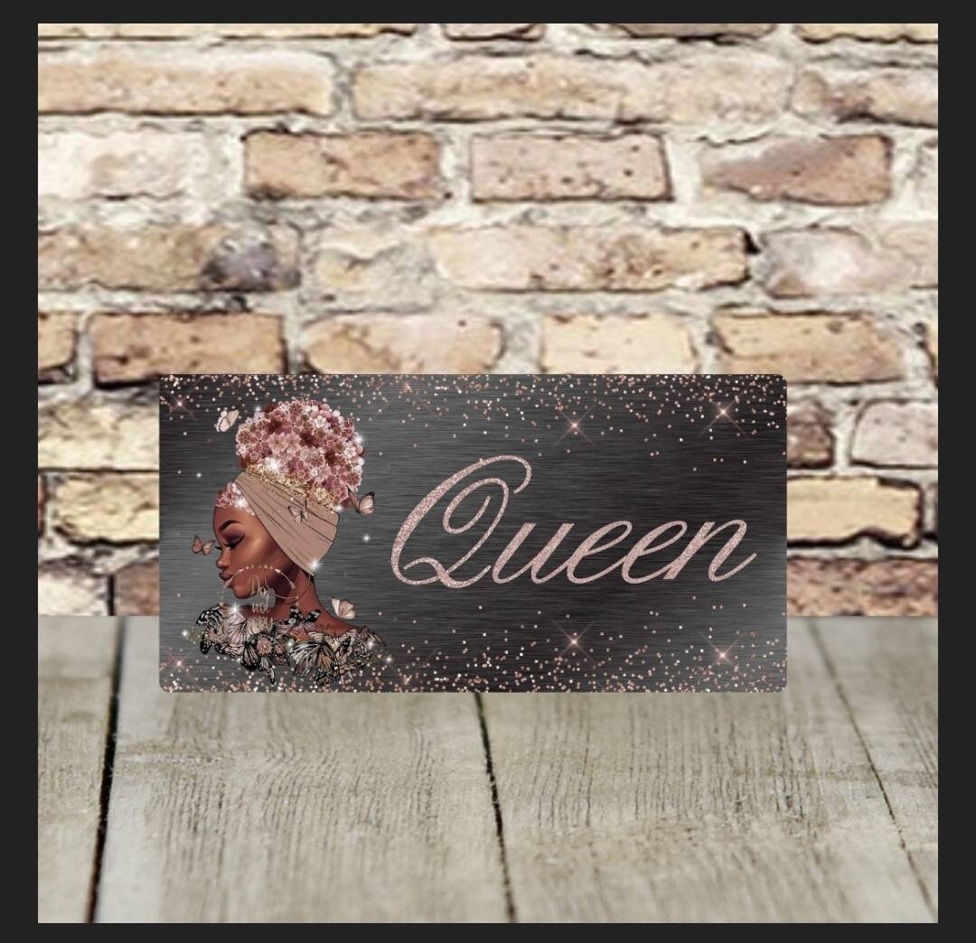 Personalized Glitter Effect Beautiful Queen License Plate | Car Tag ...