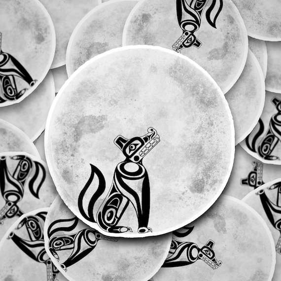 Indigenous Wolf Howling at the Moon Waterproof Vinyl - Etsy