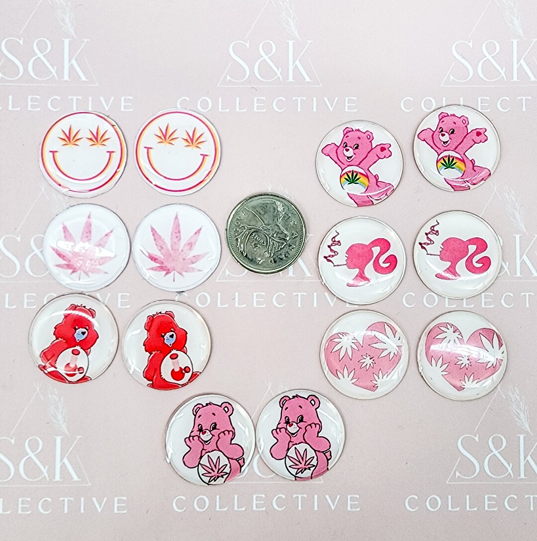 1 Inch Original Pink Weed Marijuana Bear Beading Center Skoden Frybread ...