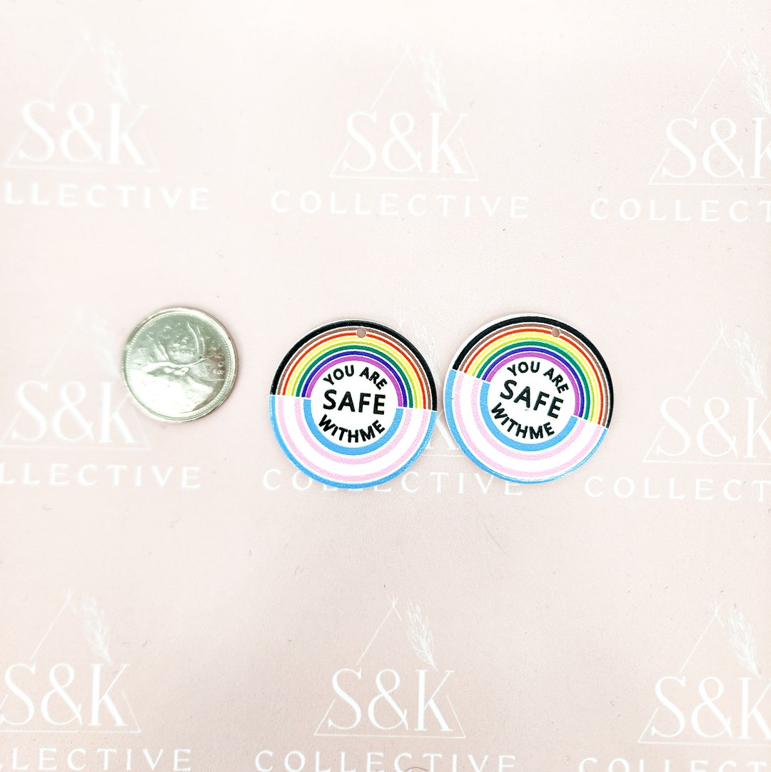 Rainbow Trans Flag LGBTQ Charms - 'you Are Safe Here' - Pair for ...