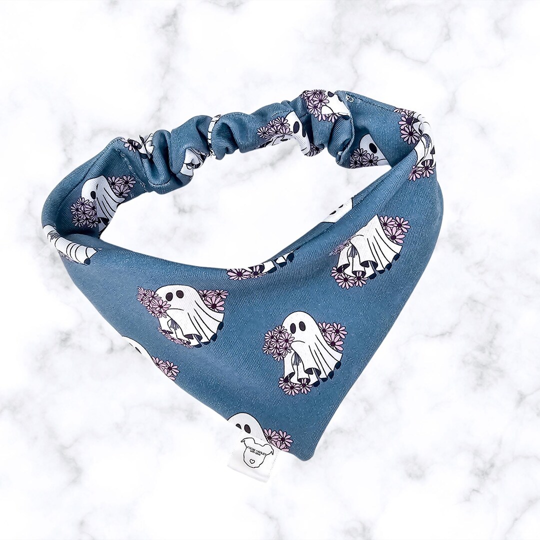 Floral Ghost Dog Bandana/halloween Dog Bandana/over the Collar ...