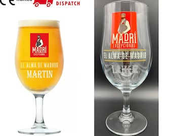 Personalised Madri Excepcional Chalice Pint Beer Glass Engraved - Etsy UK