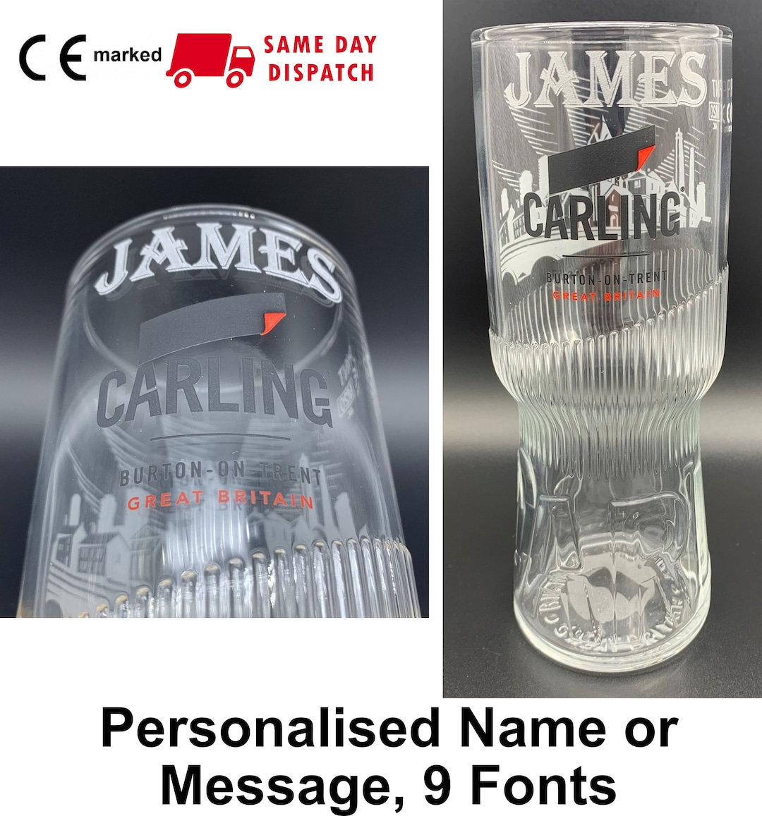 Personalised Engraved Carling 1 Pint Glass. 20oz. Personalised With ...