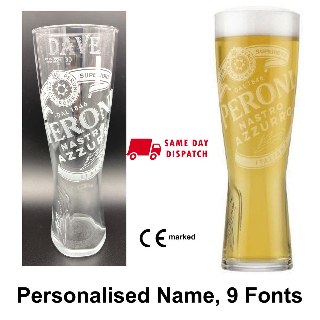Personalised Engraved Peroni 1 Pint Glass. 20oz. Personalised With Your ...