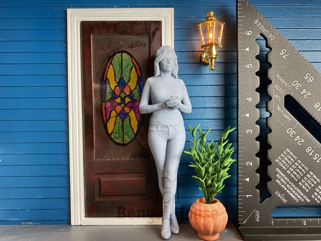 Miniature Woman in Heels With Cell Phone - Realistic Miniature Female ...