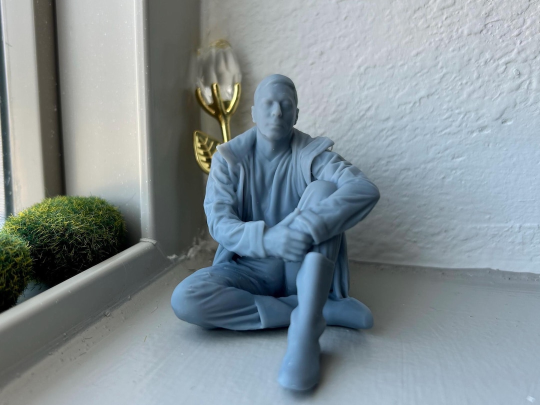 Miniature Man Sitting, Modern Miniatures, Dollhouse Miniatures, Seated ...