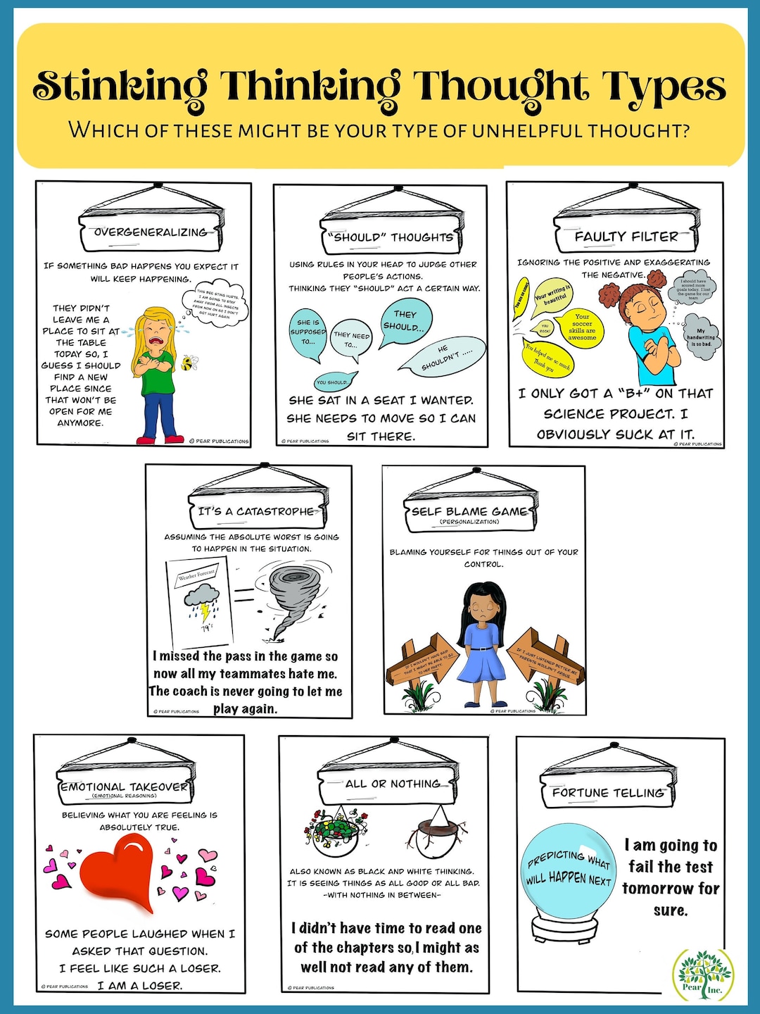 CBT Unhelpful/ Negative Thought Types Poster - Etsy