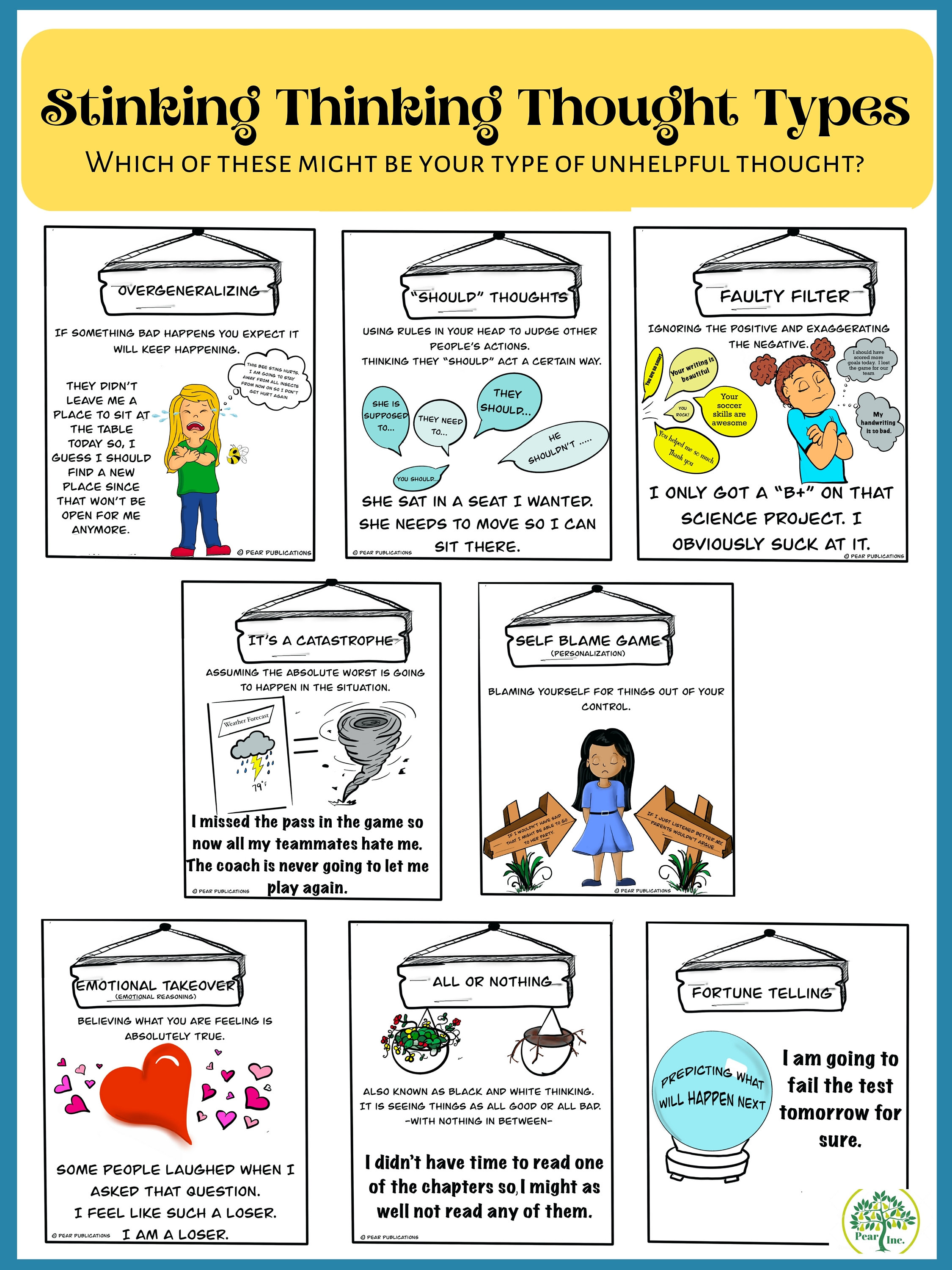 CBT Bundle for Kids Worksheets & Thought Distortion Cards - Etsy