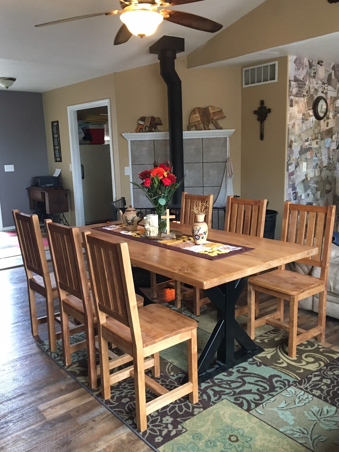 Farmhouse Table With Metal X Style Base Custom Tables Black - Etsy