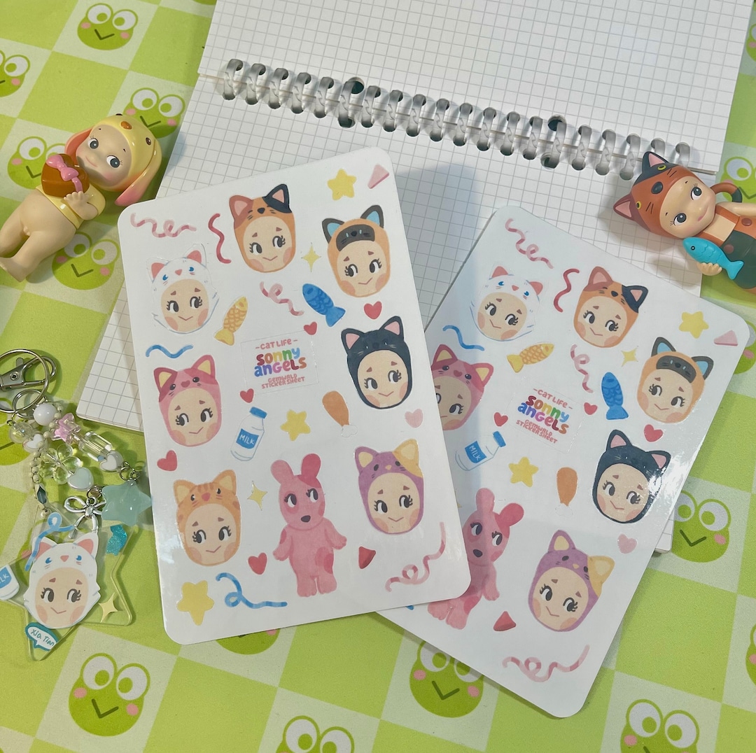 Sonny Angel Cat Life Mini Figure Sticker Sheet Homemade | Kawaii Cute ...