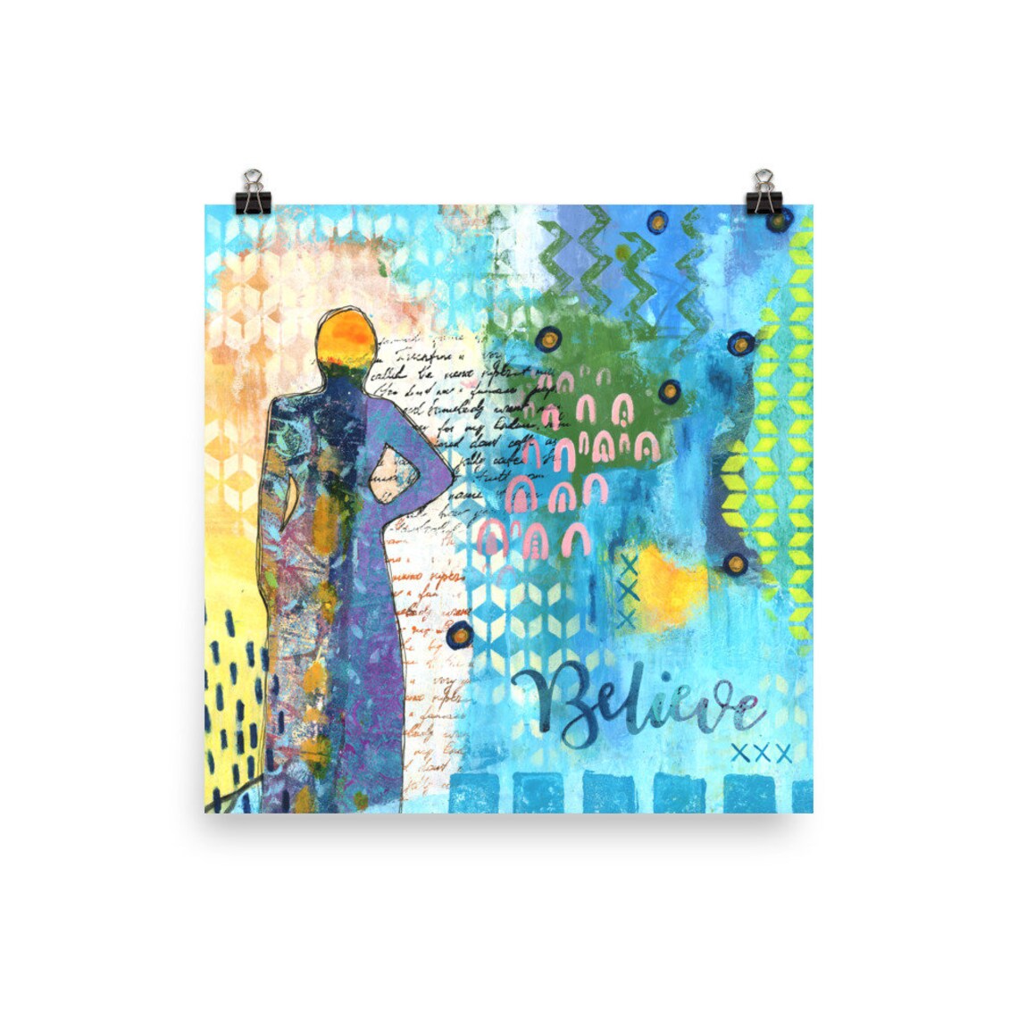 Mixed Media Silhouette Giclée Matte Paper Print Believe - Etsy