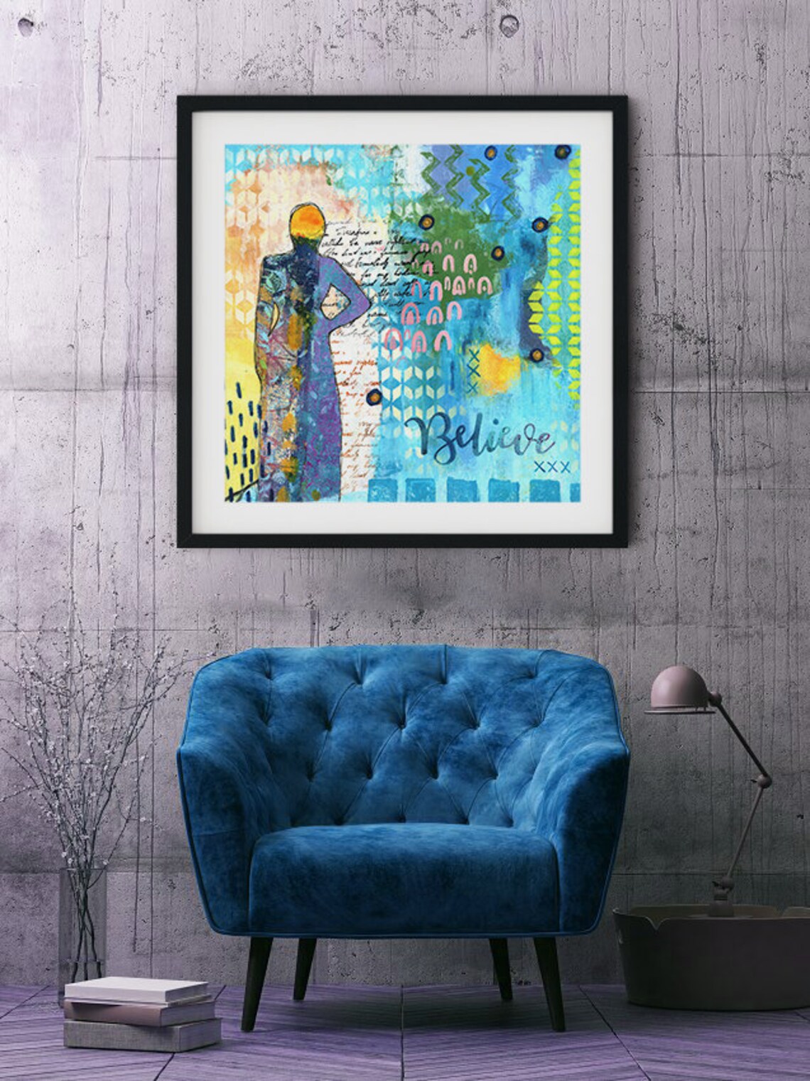 Mixed Media Silhouette Giclée Matte Paper Print Believe - Etsy