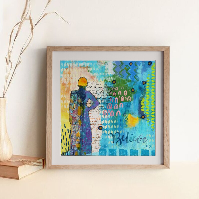 Mixed Media Silhouette Giclée Matte Paper Print Believe - Etsy