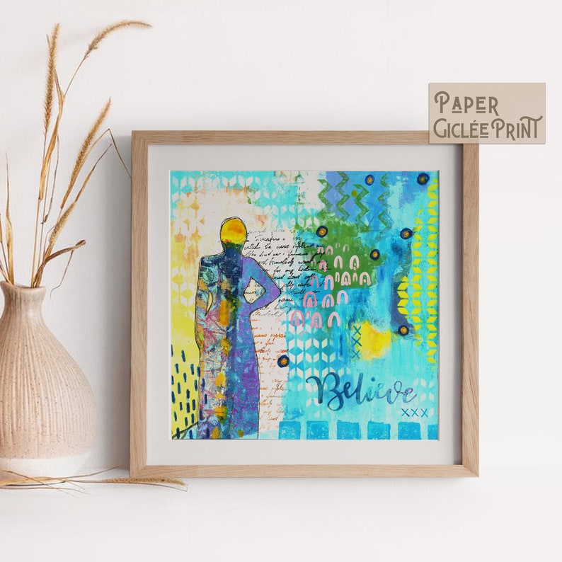 Mixed Media Silhouette Giclée Matte Paper Print Believe - Etsy