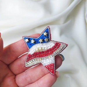 Independence Day Pin Freedom Day Gift Star Brooch Embroidered Star USA ...