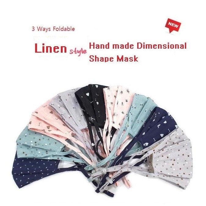 3D Tri Folds Shape Mask Cool Easy Breathable Linen Style - Etsy