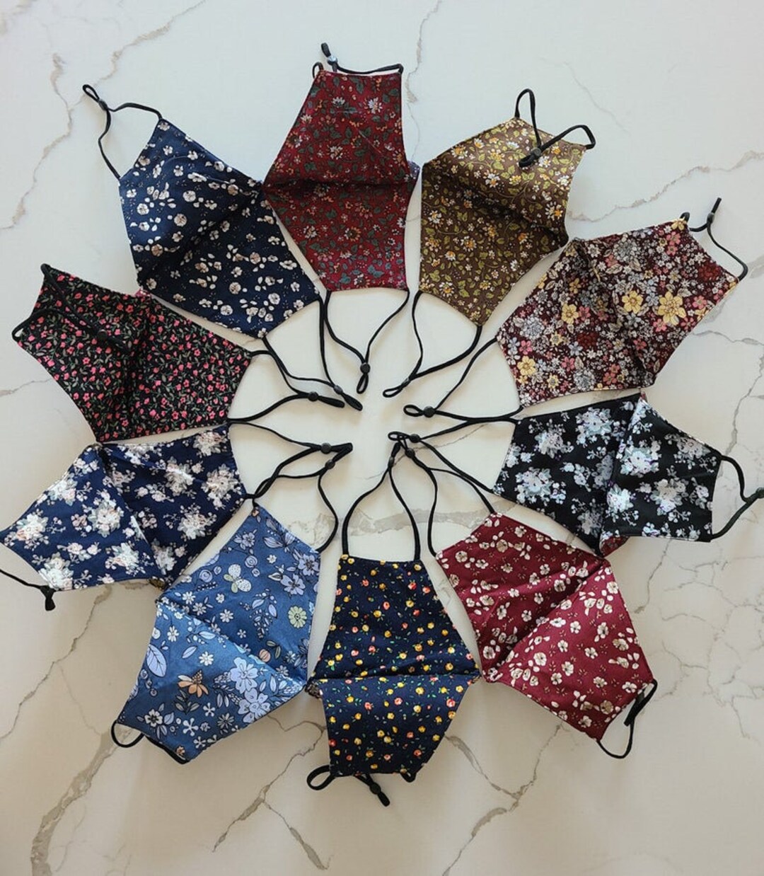 Reversible Floral Mask, 100% Quilting Cotton, Adjustable Ear Loop, Nose ...