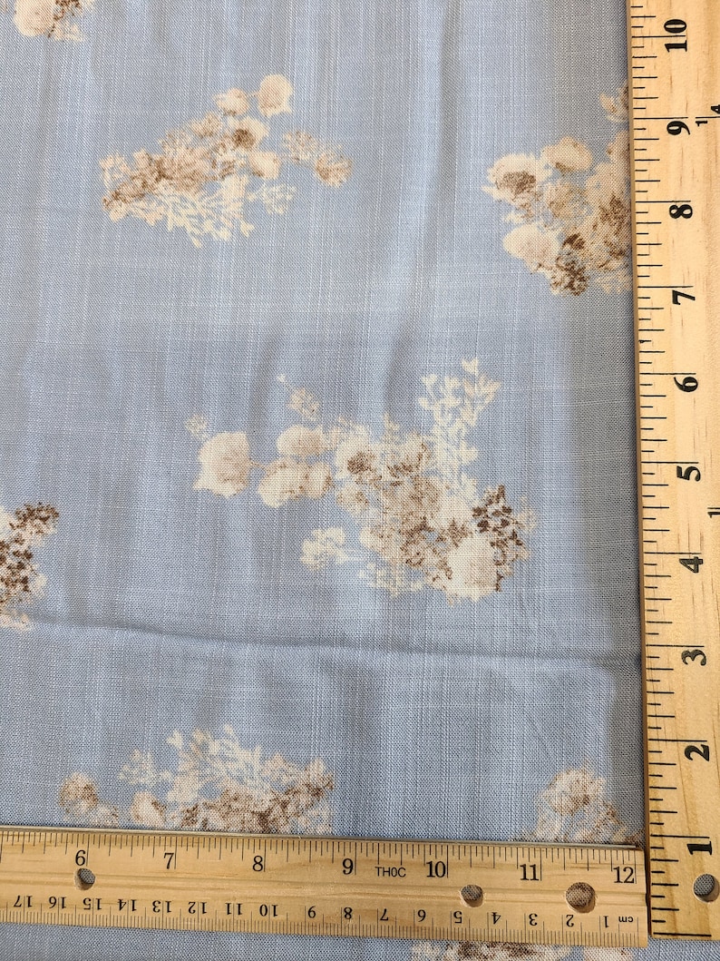 Rayon Crosshatch Fabric: Floral Print, Lightweight Slub - by the Yard ...