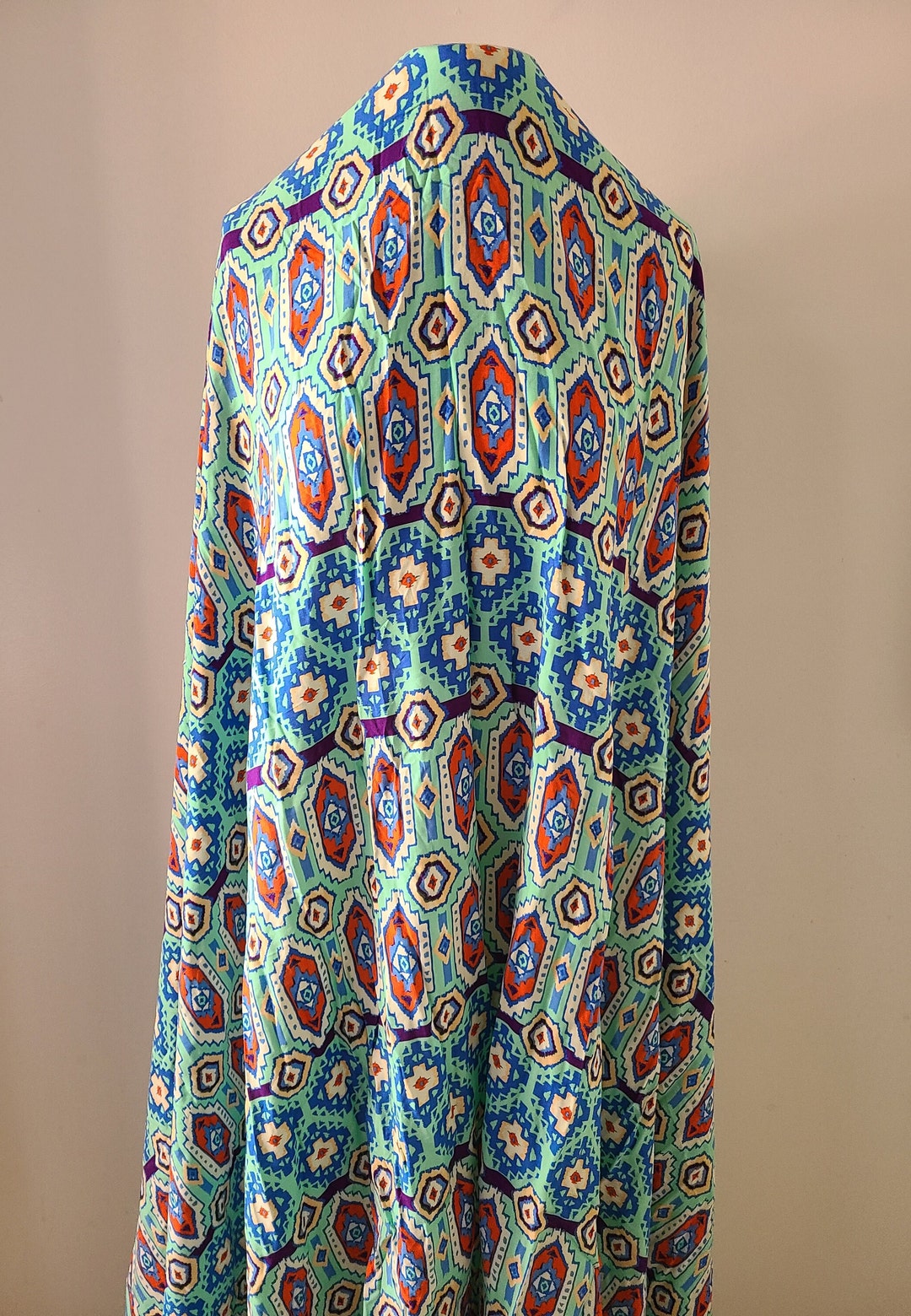 3.5 Yards, ECO Friendly, Rayon Challis Screen Print Fabric, 100% Rayon ...