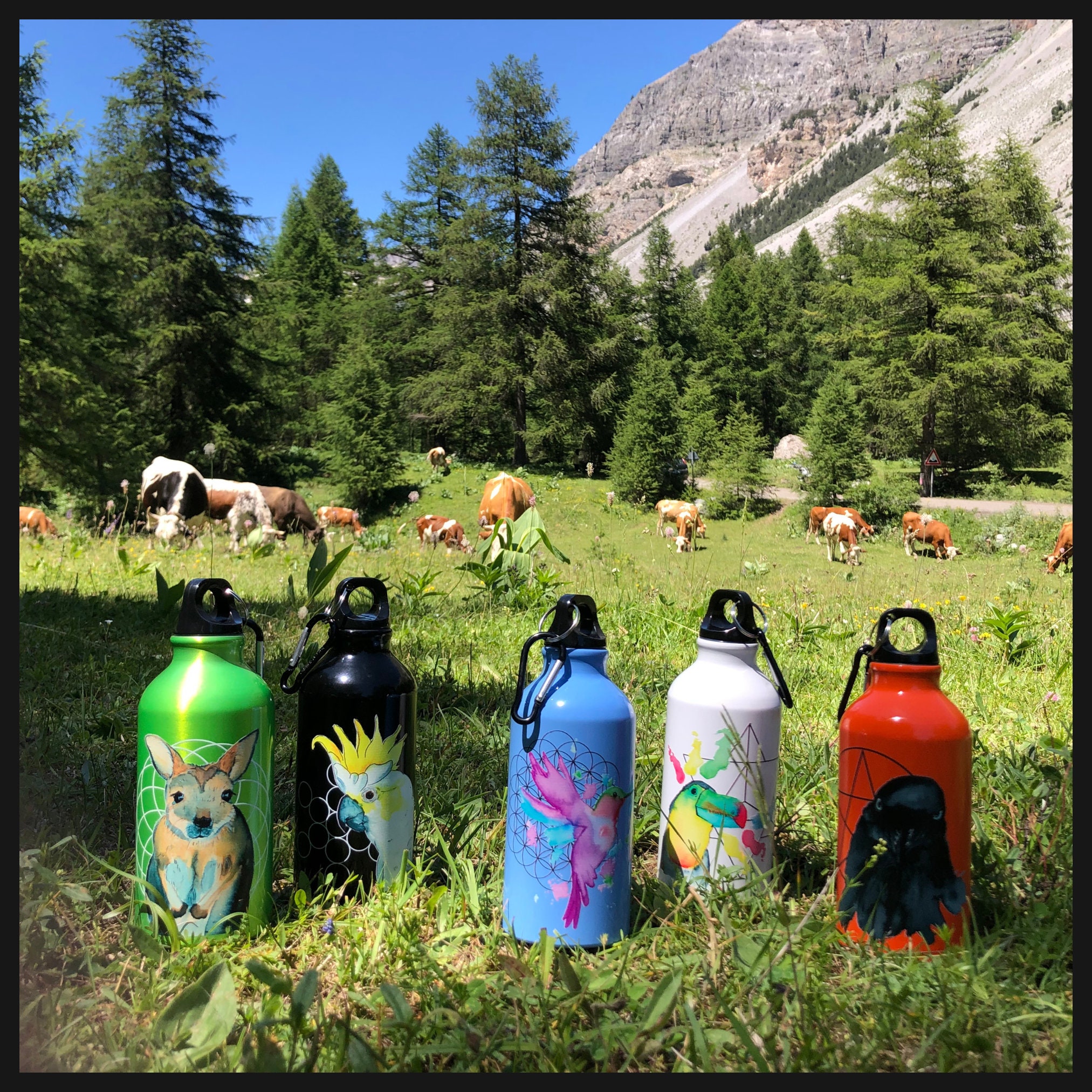 Anima Collection _ WATER BOTTLE 400 Ml _ Power Animal _ Sacred Geometry ...