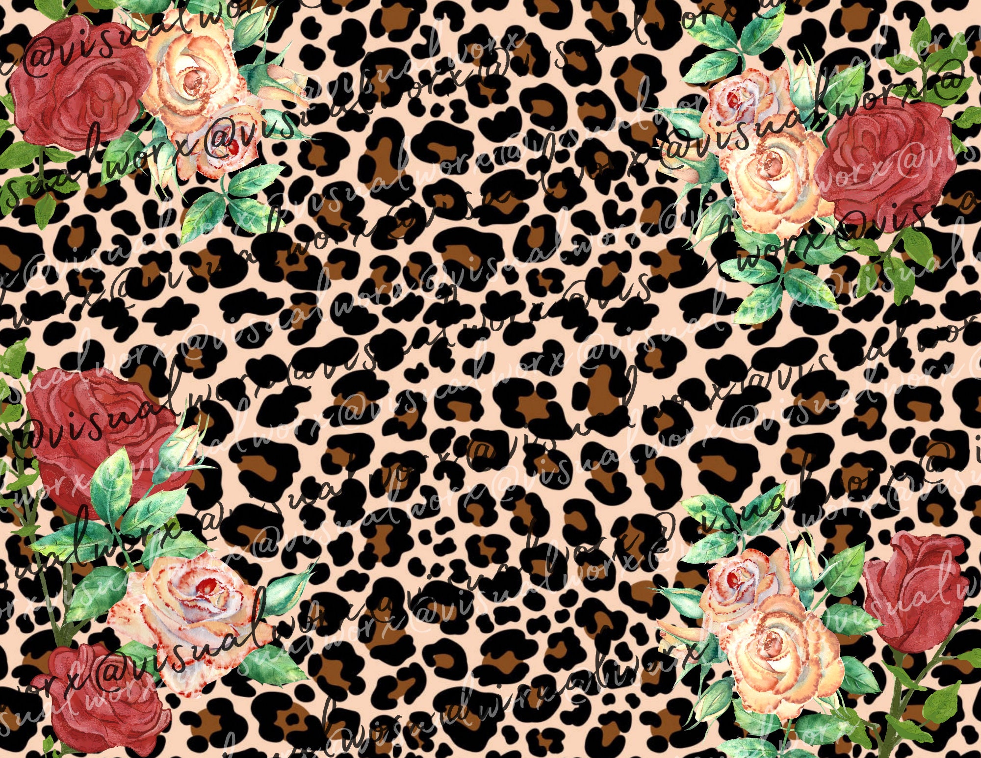 Cheetah & Rose Sublimination Pattern - Etsy