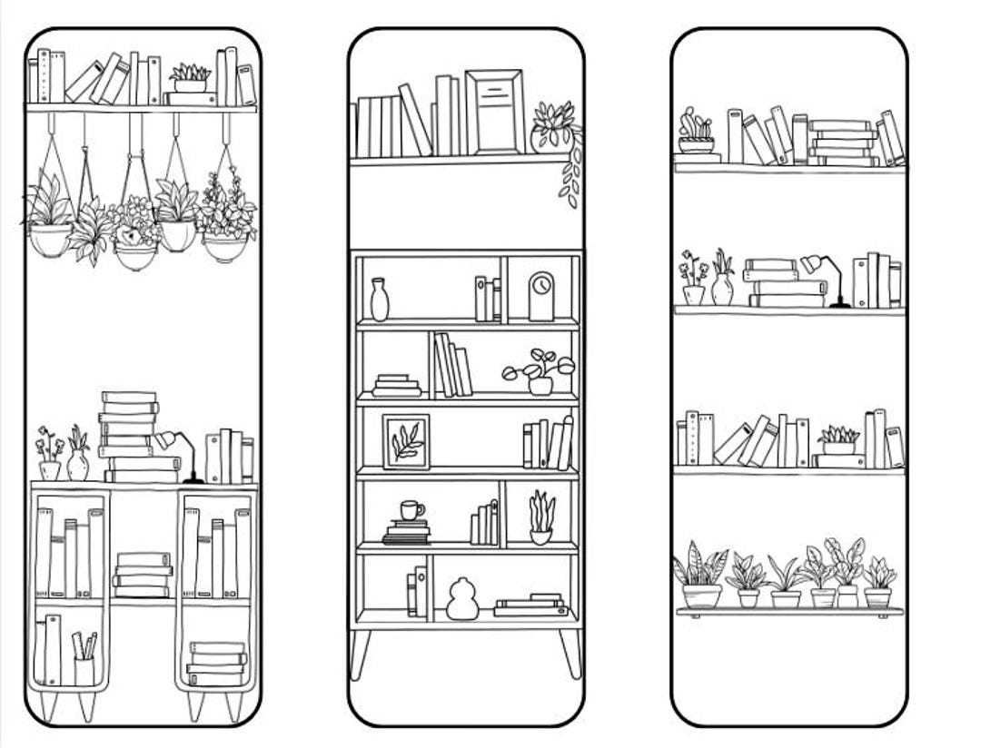Printable Coloring Bookmark- Book Theme - Etsy