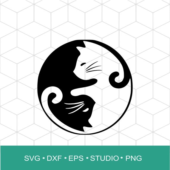 Yin Yan Cats SVG Cut File Dxf Eps Png Ying Yang puss | Etsy