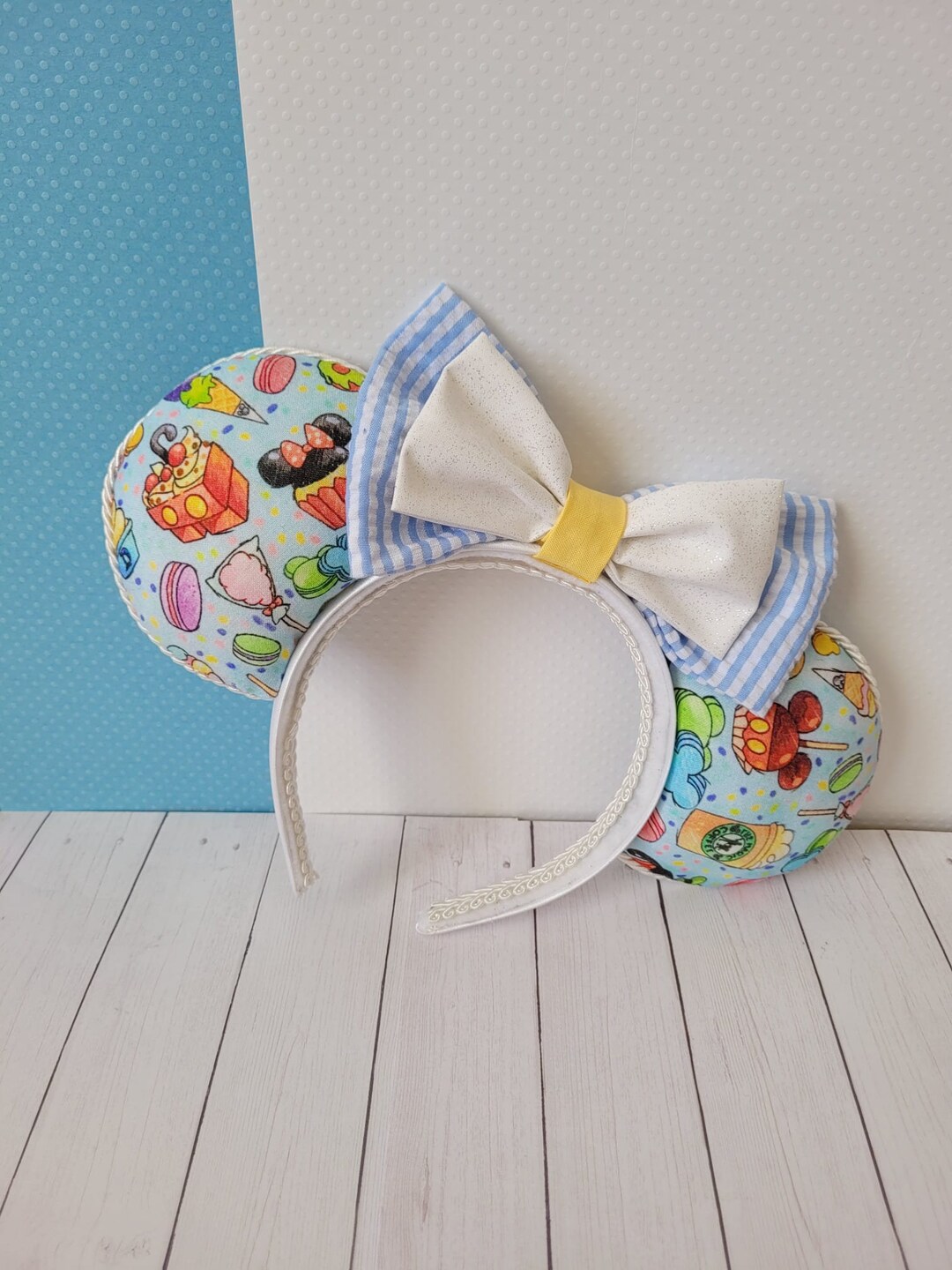 Snacks Mouse Ears: Handmade Bow Headband With Key Fob & Pouch - Etsy