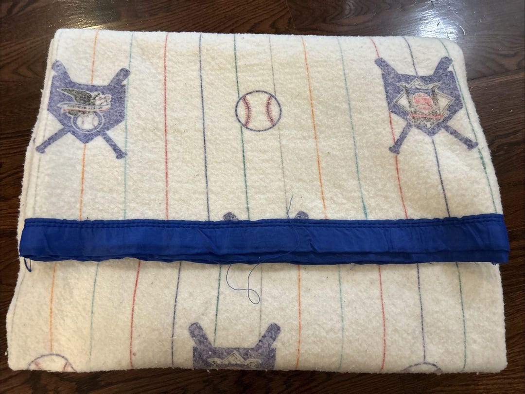 Vintage 90s MLB Baseball Team Logos Twin (84 X 69) Size Fleece Blanket ...
