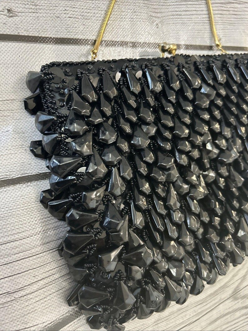 Vintage Black Beaded Kiss Lock Small Purse Evening Bag Clutch - Etsy