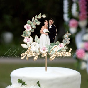 Custom Photo Wedding Cake Topper, Garden Wedding Silhouette Cake Topper ...