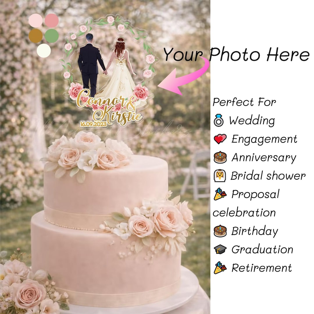 Custom Photo Cake Topper, Personalized Wedding Cake Topper, Acrylic ...