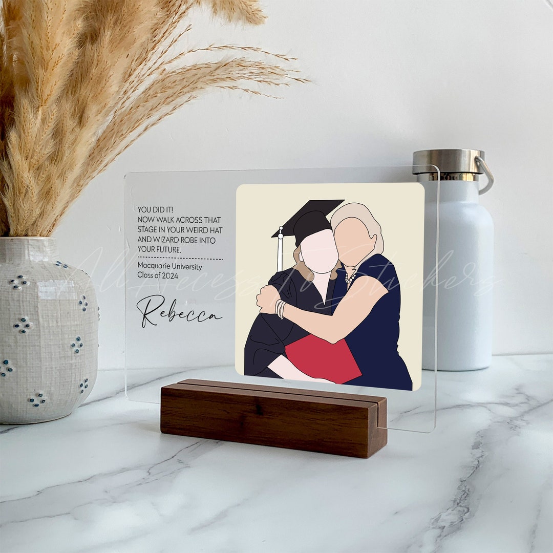 Personalized Graduation Plaque, 2024 Grad Gift, Faceless Portrait Frame ...